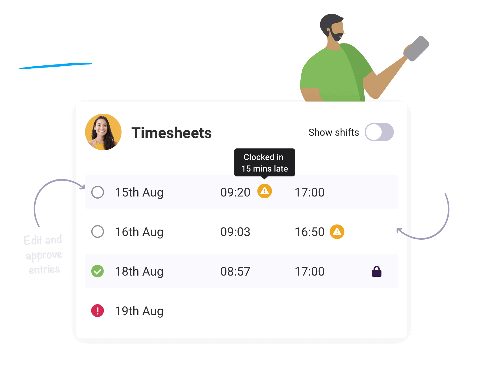 Timesheets - Shift Scheduling and HR Software - Shiftie